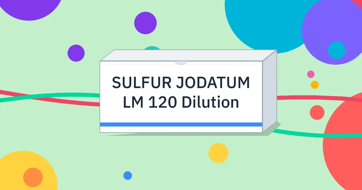 Symbolbild: Packung mit der Aufschrift SULFUR JODATUM LM 120 Dilution (PZN 13210644) – Verfügbarkeit und Bezug in Apotheken in Frankfurt am Main