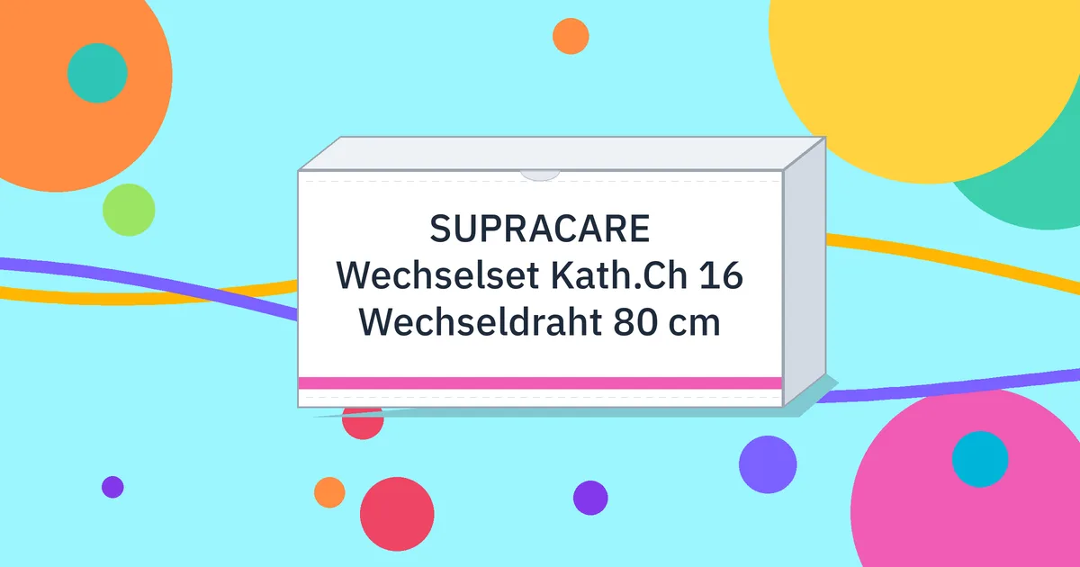 Symbolbild: Packung mit der Aufschrift SUPRACARE Wechselset Kath.Ch 16 Wechseldraht 80 cm (PZN 05020473) – Verfügbarkeit und Bezug in Apotheken in Frankfurt am Main