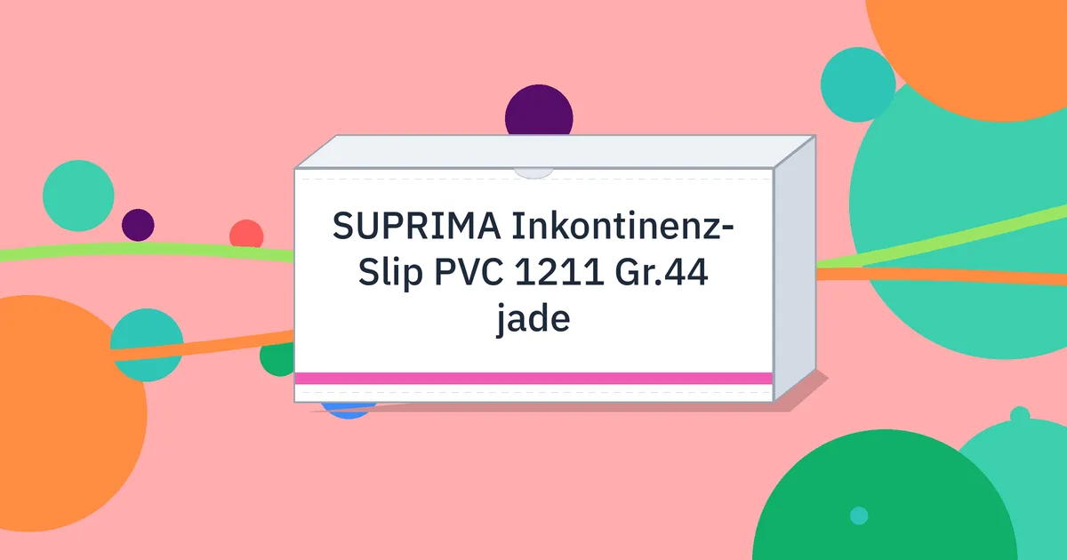 Symbolbild: Packung mit der Aufschrift SUPRIMA Inkontinenz-Slip PVC 1211 Gr.44 jade (PZN 05971748) – Verfügbarkeit und Bezug in Apotheken in Frankfurt am Main