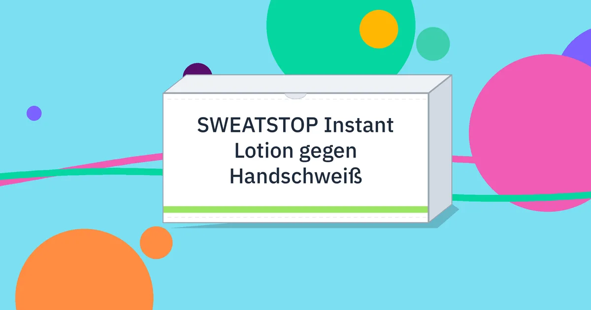 Symbolbild: Packung mit der Aufschrift SWEATSTOP Instant Lotion gegen Handschweiß (PZN 08640644) – Verfügbarkeit und Bezug in Apotheken in Frankfurt am Main