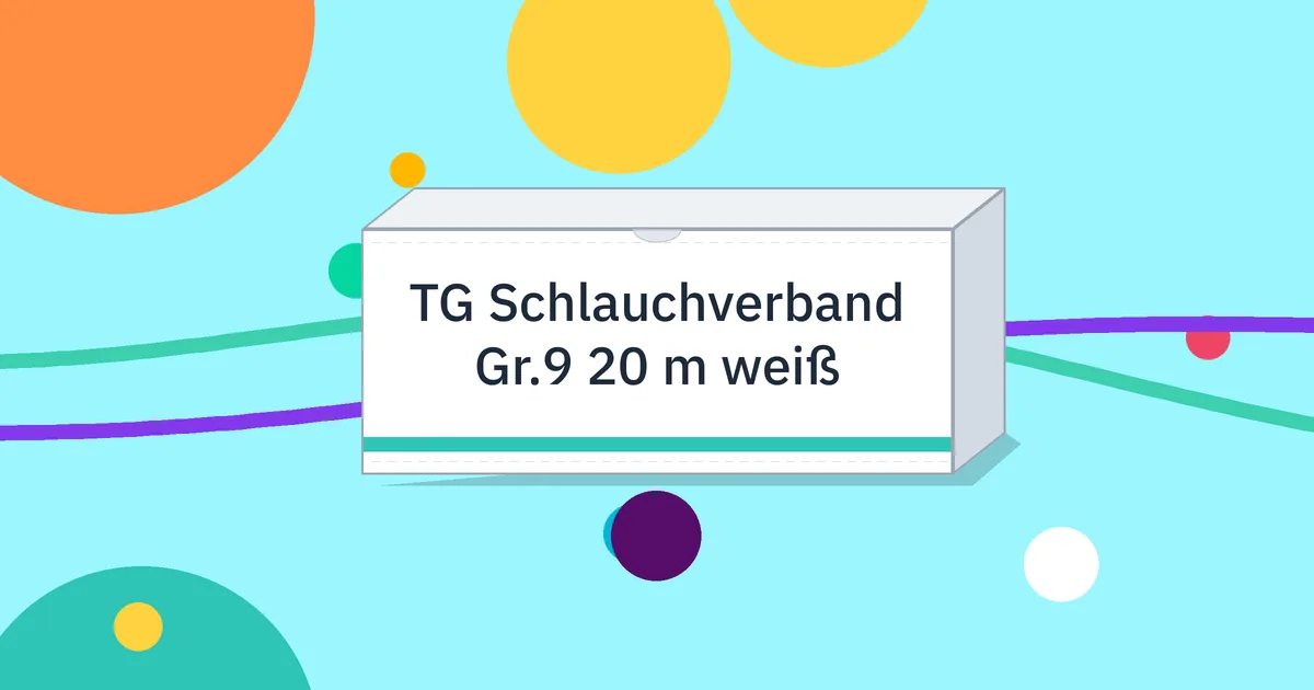 Symbolbild: Packung mit der Aufschrift TG Schlauchverband Gr.9 20 m weiß (PZN 16676337) – Verfügbarkeit und Bezug in Apotheken in Frankfurt am Main