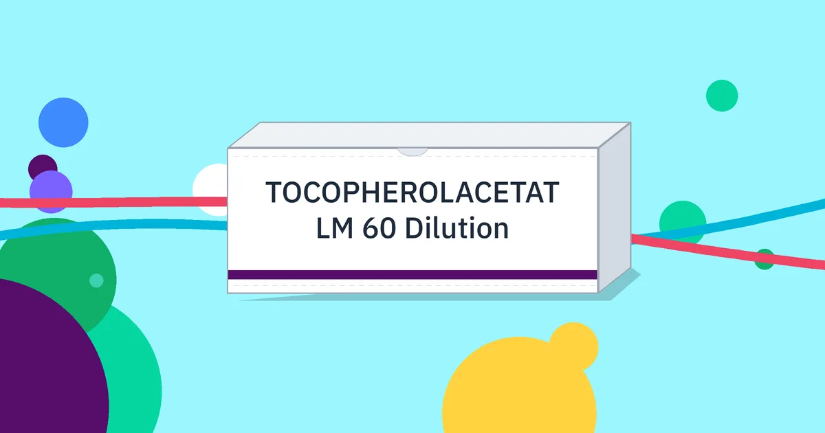 Symbolbild: Packung mit der Aufschrift TOCOPHEROLACETAT LM 60 Dilution (PZN 13225054) – Verfügbarkeit und Bezug in Apotheken in Frankfurt am Main