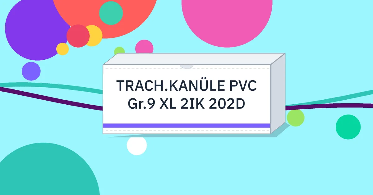 Symbolbild: Packung mit der Aufschrift TRACH.KANÜLE PVC Gr.9 XL 2IK 202D (PZN 06993545) – Verfügbarkeit und Bezug in Apotheken in Frankfurt am Main