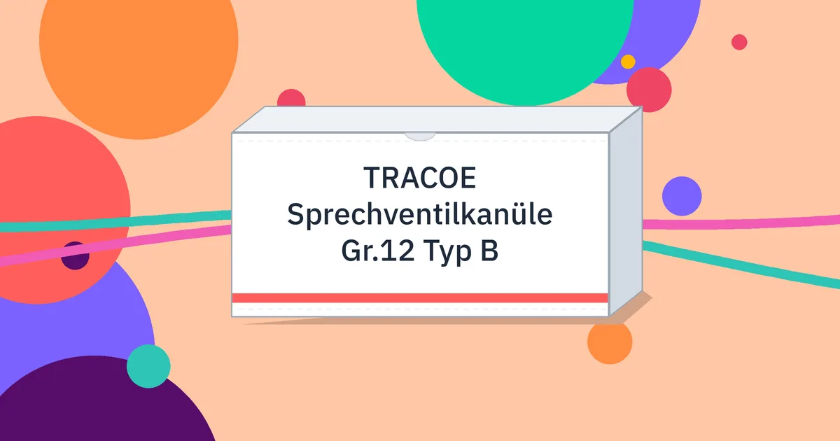 Symbolbild: Packung mit der Aufschrift TRACOE Sprechventilkanüle Gr.12 Typ B (PZN 07483562) – Verfügbarkeit und Bezug in Apotheken in Frankfurt am Main