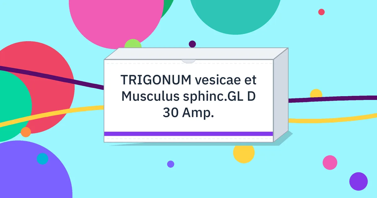 Symbolbild: Packung mit der Aufschrift TRIGONUM vesicae et Musculus sphinc.GL D 30 Amp. (PZN 03661251) – Verfügbarkeit und Bezug in Apotheken in Frankfurt am Main