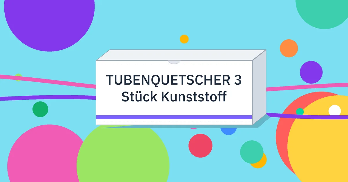 Symbolbild: Packung mit der Aufschrift TUBENQUETSCHER 3 Stück Kunststoff (PZN 11868670) – Verfügbarkeit und Bezug in Apotheken in Frankfurt am Main