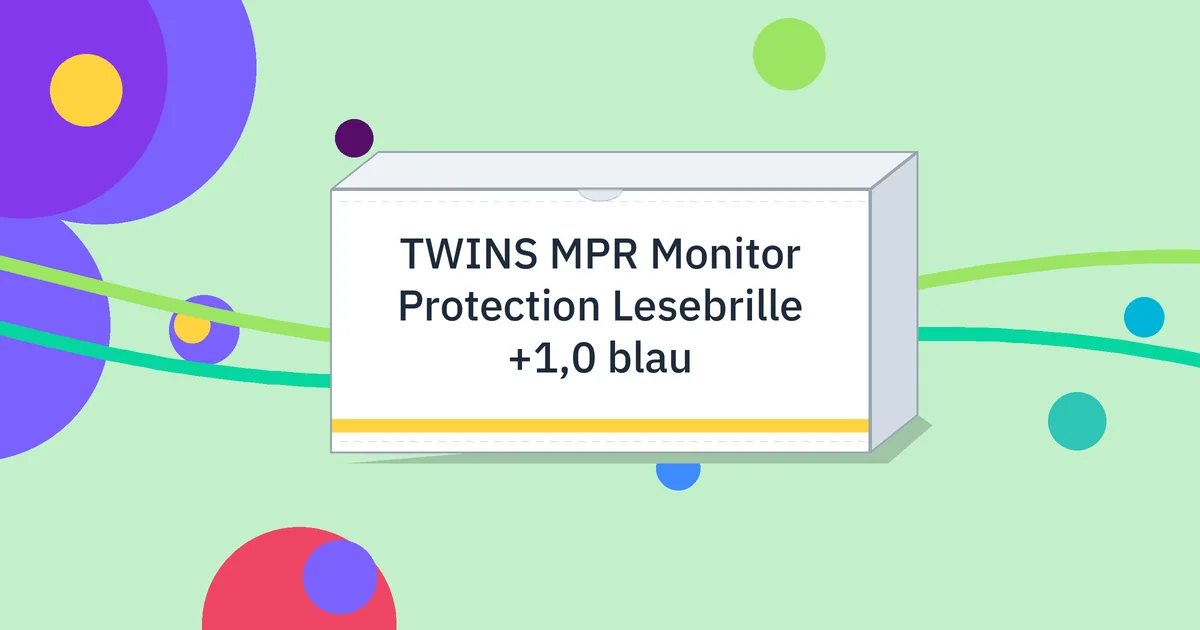 Symbolbild: Packung mit der Aufschrift TWINS MPR Monitor Protection Lesebrille +1,0 blau (PZN 13344327) – Verfügbarkeit und Bezug in Apotheken in Frankfurt am Main