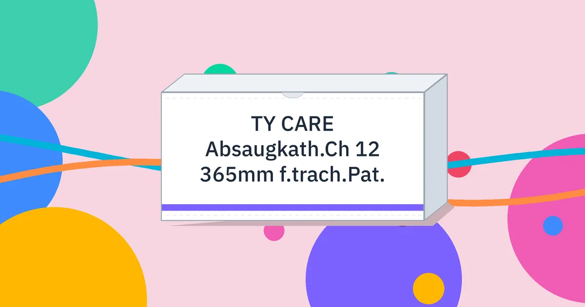 Symbolbild: Packung mit der Aufschrift TY CARE Absaugkath.Ch 12 365mm f.trach.Pat. (PZN 00812206) – Verfügbarkeit und Bezug in Apotheken in Frankfurt am Main