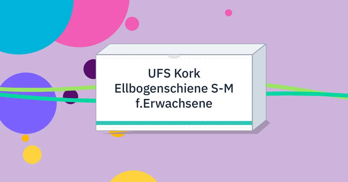 Symbolbild: Packung mit der Aufschrift UFS Kork Ellbogenschiene S-M f.Erwachsene (PZN 04809974) – Verfügbarkeit und Bezug in Apotheken in Frankfurt am Main