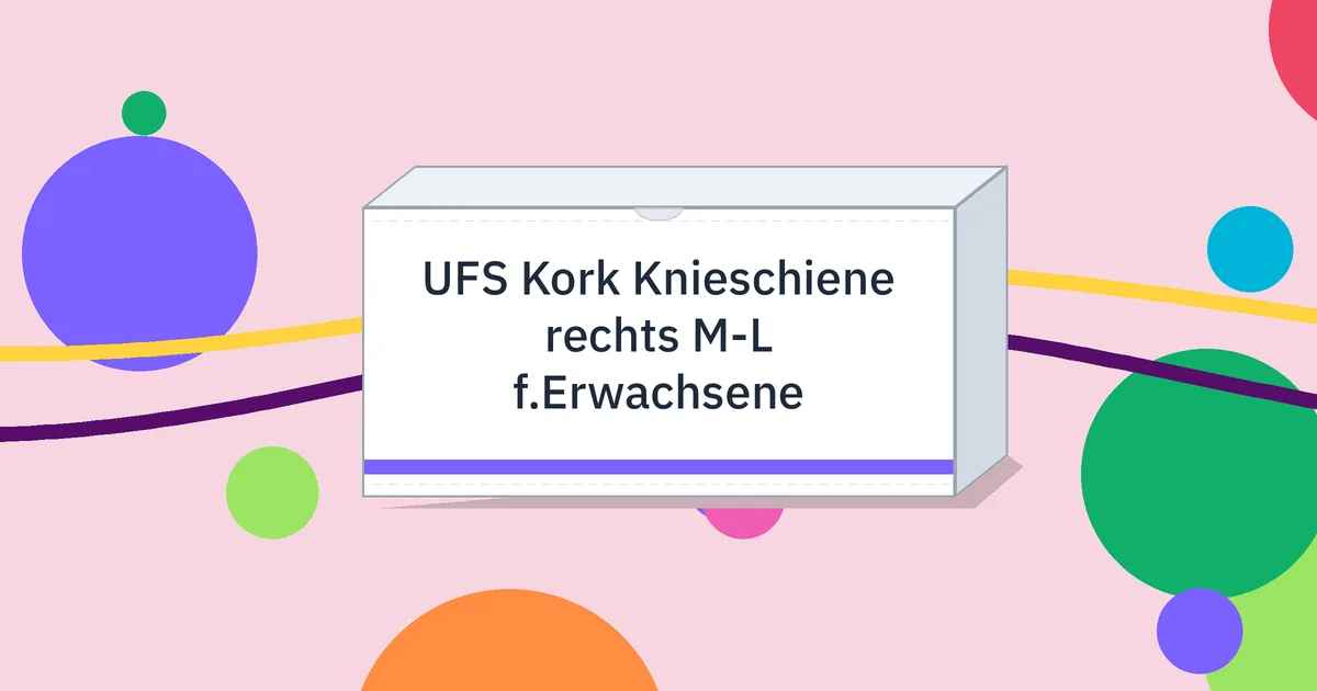 Symbolbild: Packung mit der Aufschrift UFS Kork Knieschiene rechts M-L f.Erwachsene (PZN 04809862) – Verfügbarkeit und Bezug in Apotheken in Frankfurt am Main