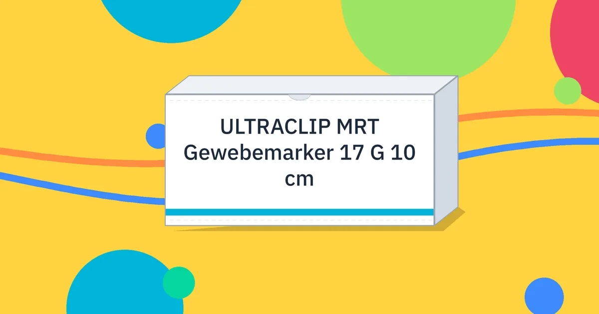Symbolbild: Packung mit der Aufschrift ULTRACLIP MRT Gewebemarker 17 G 10 cm (PZN 03564849) – Verfügbarkeit und Bezug in Apotheken in Frankfurt am Main