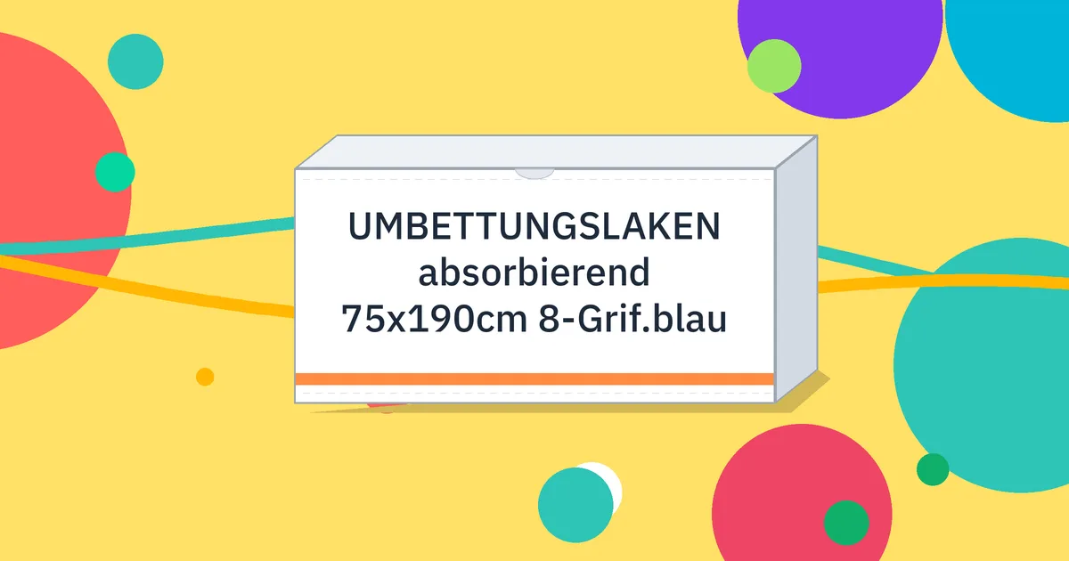 Symbolbild: Packung mit der Aufschrift UMBETTUNGSLAKEN absorbierend 75x190cm 8-Grif.blau (PZN 20606905) – Verfügbarkeit und Bezug in Apotheken in Frankfurt am Main