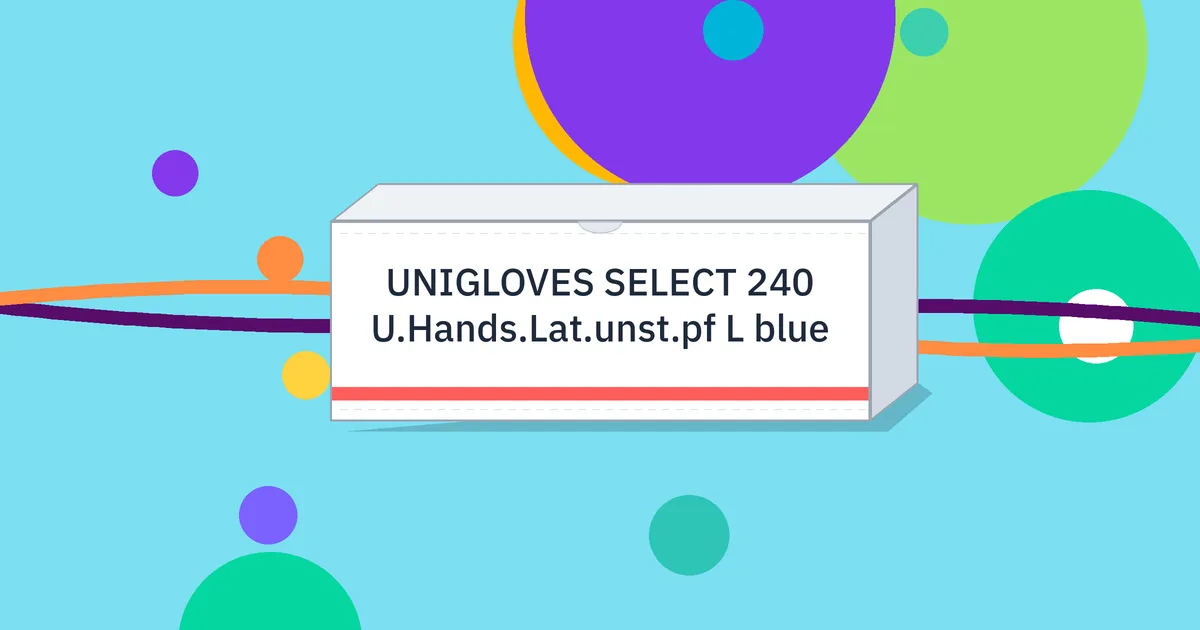 Symbolbild: Packung mit der Aufschrift UNIGLOVES SELECT 240 U.Hands.Lat.unst.pf L blue (PZN 18101196) – Verfügbarkeit und Bezug in Apotheken in Frankfurt am Main