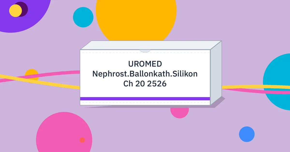 Symbolbild: Packung mit der Aufschrift UROMED Nephrost.Ballonkath.Silikon Ch 20 2526 (PZN 03281198) – Verfügbarkeit und Bezug in Apotheken in Frankfurt am Main
