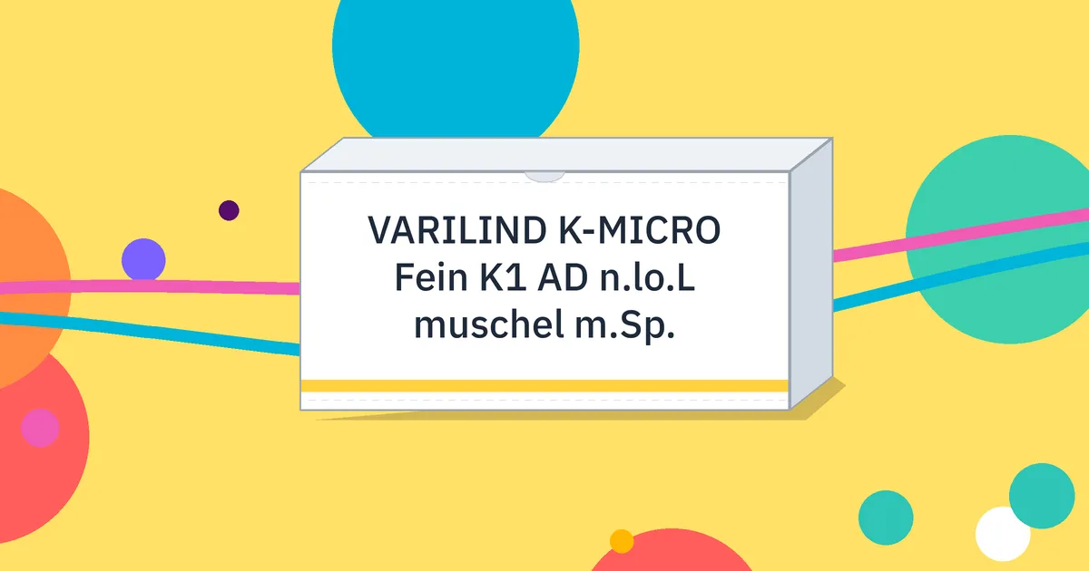 Symbolbild: Packung mit der Aufschrift VARILIND K-MICRO Fein K1 AD n.lo.L muschel m.Sp. (PZN 20558164) – Verfügbarkeit und Bezug in Apotheken in Frankfurt am Main