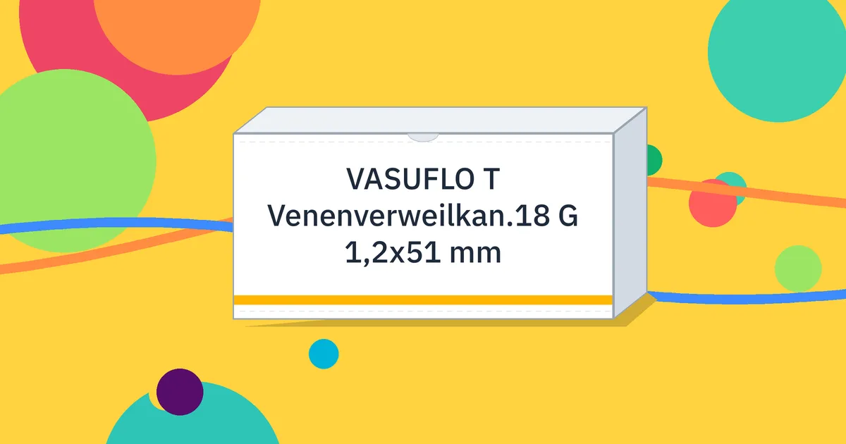 Symbolbild: Packung mit der Aufschrift VASUFLO T Venenverweilkan.18 G 1,2x51 mm (PZN 00270248) – Verfügbarkeit und Bezug in Apotheken in Frankfurt am Main