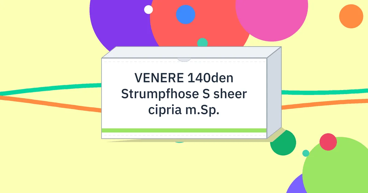 Symbolbild: Packung mit der Aufschrift VENERE 140den Strumpfhose S sheer cipria m.Sp. (PZN 16171784) – Verfügbarkeit und Bezug in Apotheken in Frankfurt am Main