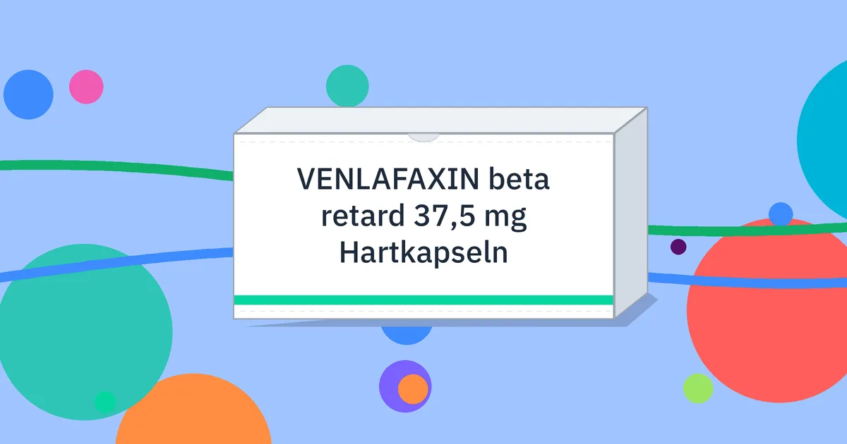 Symbolbild: Packung mit der Aufschrift VENLAFAXIN beta retard 37,5 mg Hartkapseln (PZN 01605478) – Verfügbarkeit und Bezug in Apotheken in Frankfurt am Main