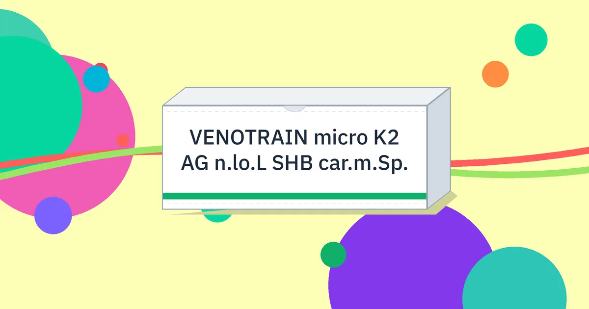 Symbolbild: Packung mit der Aufschrift VENOTRAIN micro K2 AG n.lo.L SHB car.m.Sp. (PZN 00416686) – Verfügbarkeit und Bezug in Apotheken in Frankfurt am Main