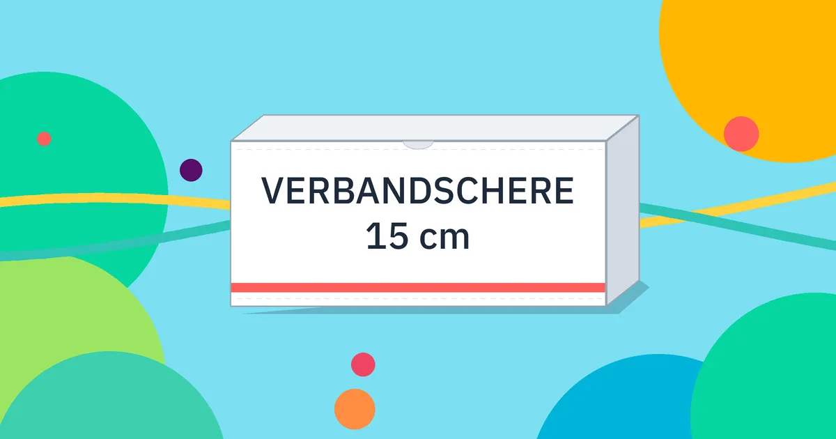 Symbolbild: Packung mit der Aufschrift VERBANDSCHERE 15 cm (PZN 11349148) – Verfügbarkeit und Bezug in Apotheken in Frankfurt am Main