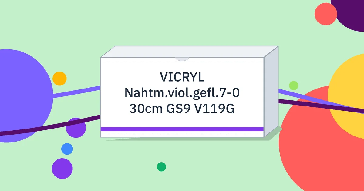 Symbolbild: Packung mit der Aufschrift VICRYL Nahtm.viol.gefl.7-0 30cm GS9 V119G (PZN 16257617) – Verfügbarkeit und Bezug in Apotheken in Frankfurt am Main