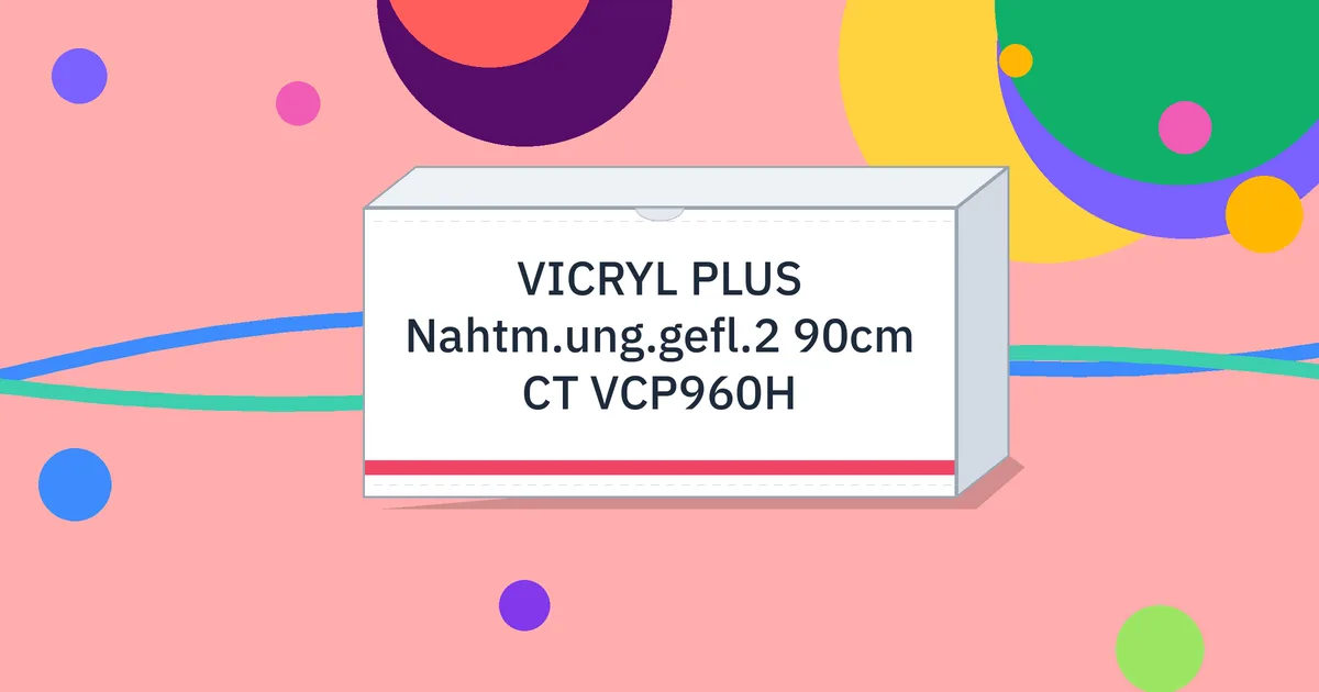 Symbolbild: Packung mit der Aufschrift VICRYL PLUS Nahtm.ung.gefl.2 90cm CT VCP960H (PZN 20915842) – Verfügbarkeit und Bezug in Apotheken in Frankfurt am Main