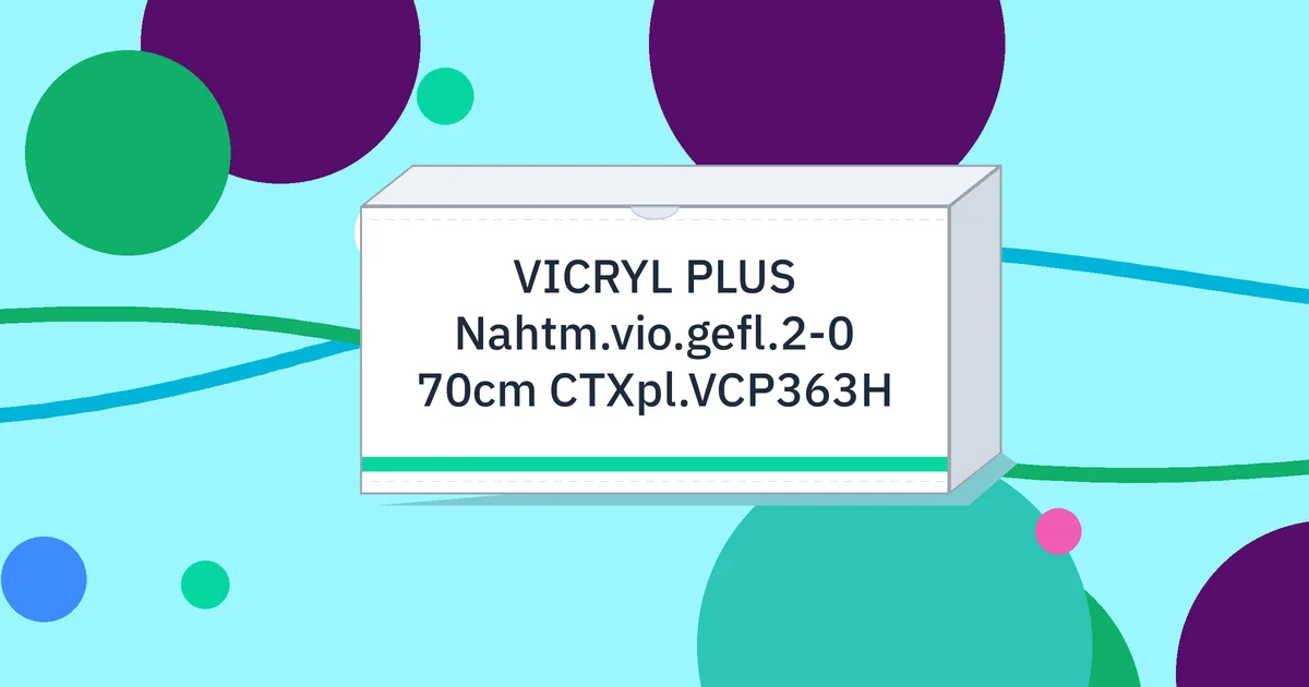 Symbolbild: Packung mit der Aufschrift VICRYL PLUS Nahtm.vio.gefl.2-0 70cm CTXpl.VCP363H (PZN 16392982) – Verfügbarkeit und Bezug in Apotheken in Frankfurt am Main