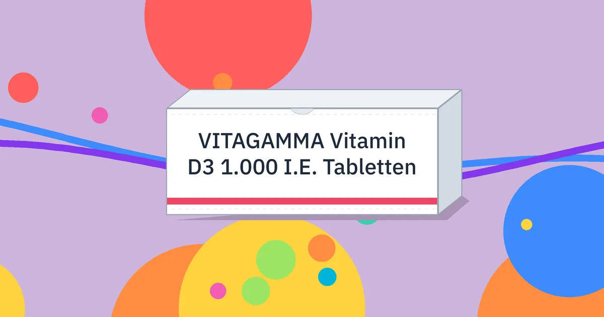 Symbolbild: Packung mit der Aufschrift VITAGAMMA Vitamin D3 1.000 I.E. Tabletten (PZN 01486039) – Verfügbarkeit und Bezug in Apotheken in Frankfurt am Main