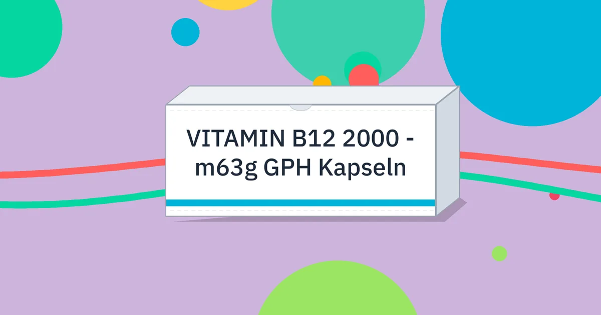 Symbolbild: Packung mit der Aufschrift VITAMIN B12 2000 -m63g GPH Kapseln (PZN 17823042) – Verfügbarkeit und Bezug in Apotheken in Frankfurt am Main