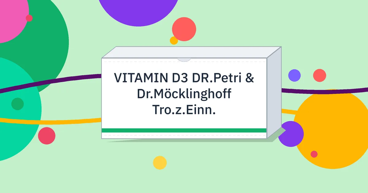 Symbolbild: Packung mit der Aufschrift VITAMIN D3 DR.Petri & Dr.Möcklinghoff Tro.z.Einn. (PZN 17531569) – Verfügbarkeit und Bezug in Apotheken in Frankfurt am Main