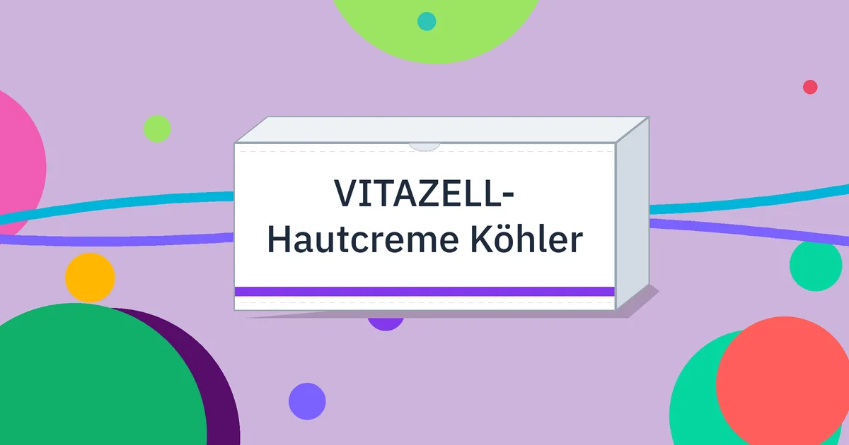 Symbolbild: Packung mit der Aufschrift VITAZELL-Hautcreme Köhler (PZN 02133805) – Verfügbarkeit und Bezug in Apotheken in Frankfurt am Main