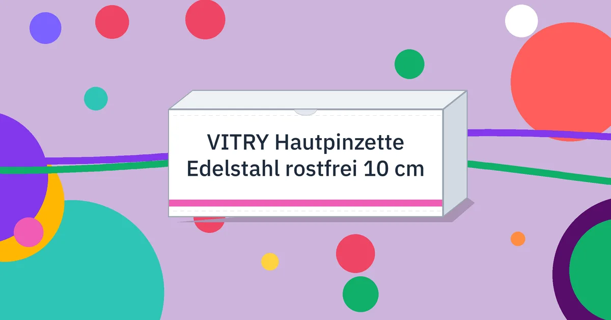 Symbolbild: Packung mit der Aufschrift VITRY Hautpinzette Edelstahl rostfrei 10 cm (PZN 05044746) – Verfügbarkeit und Bezug in Apotheken in Frankfurt am Main