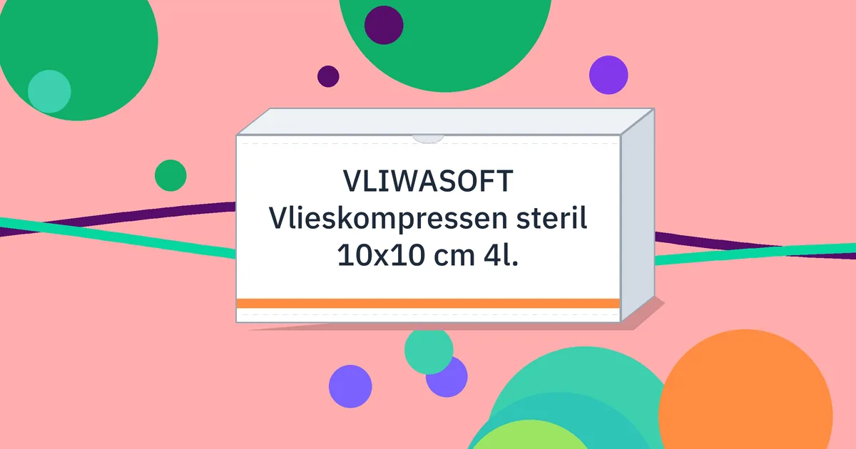 Symbolbild: Packung mit der Aufschrift VLIWASOFT Vlieskompressen steril 10x10 cm 4l. (PZN 19377210) – Verfügbarkeit und Bezug in Apotheken in Frankfurt am Main