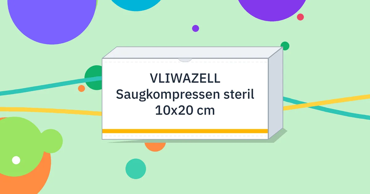 Symbolbild: Packung mit der Aufschrift VLIWAZELL Saugkompressen steril 10x20 cm (PZN 15378678) – Verfügbarkeit und Bezug in Apotheken in Frankfurt am Main
