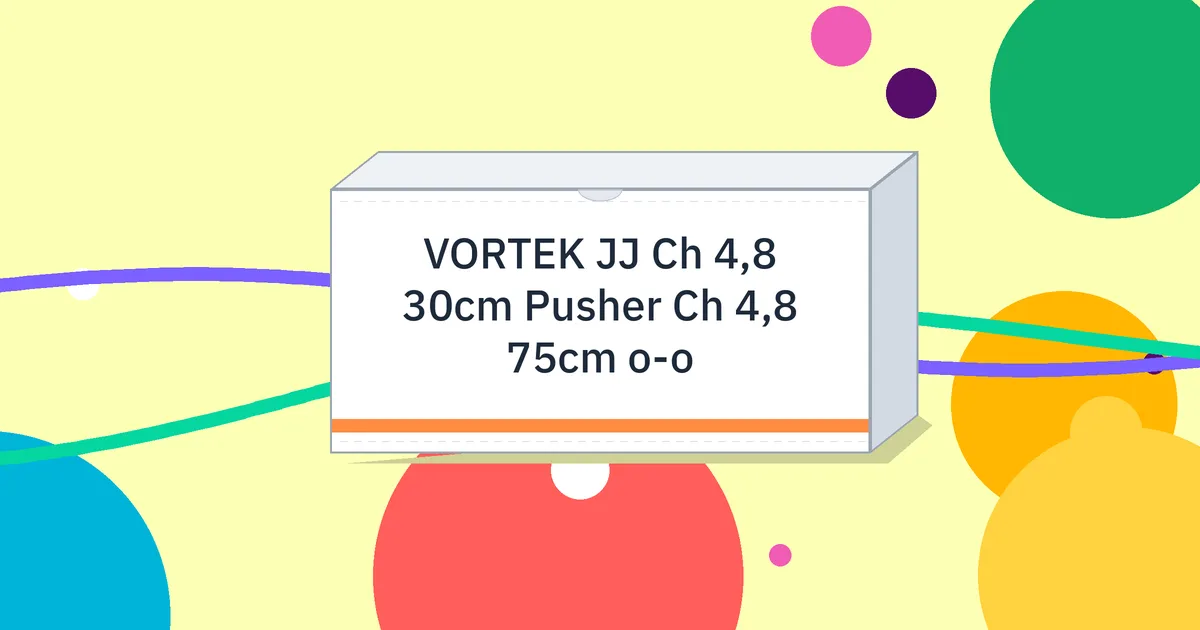 Symbolbild: Packung mit der Aufschrift VORTEK JJ Ch 4,8 30cm Pusher Ch 4,8 75cm o-o (PZN 00543864) – Verfügbarkeit und Bezug in Apotheken in Frankfurt am Main