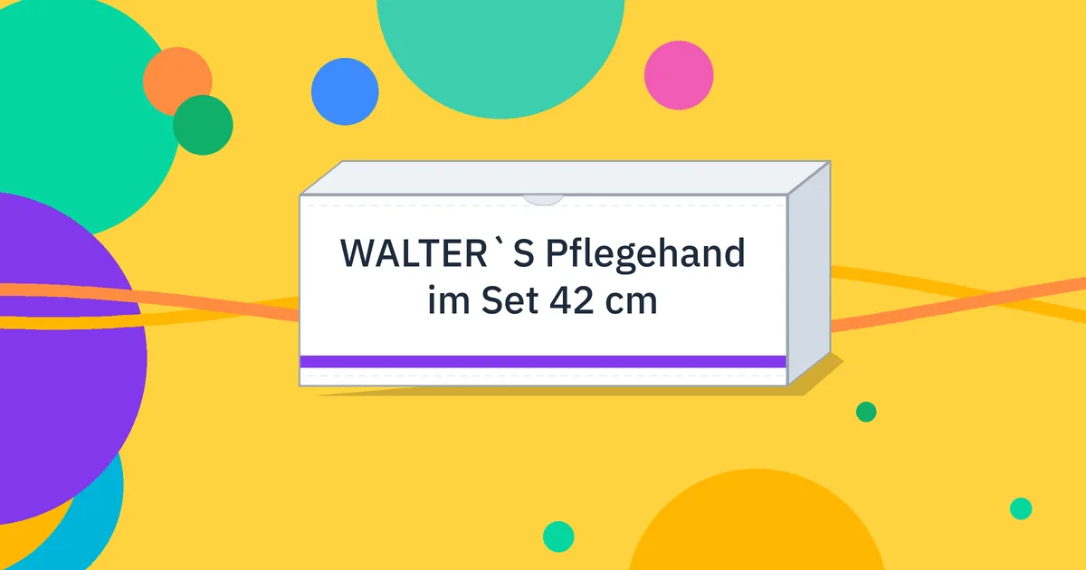 Symbolbild: Packung mit der Aufschrift WALTER`S Pflegehand im Set 42 cm (PZN 00516637) – Verfügbarkeit und Bezug in Apotheken in Frankfurt am Main