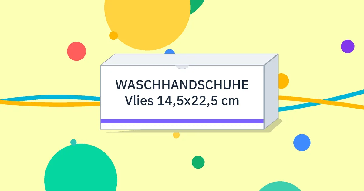Symbolbild: Packung mit der Aufschrift WASCHHANDSCHUHE Vlies 14,5x22,5 cm (PZN 02819520) – Verfügbarkeit und Bezug in Apotheken in Frankfurt am Main
