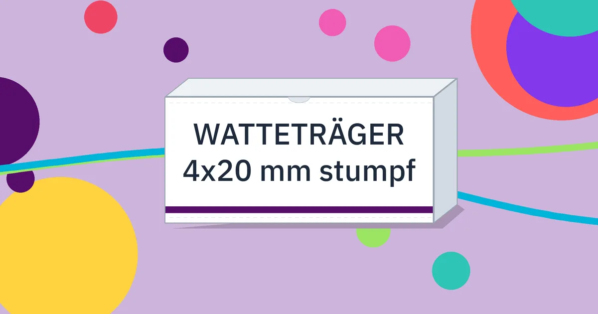 Symbolbild: Packung mit der Aufschrift WATTETRÄGER 4x20 mm stumpf (PZN 02446473) – Verfügbarkeit und Bezug in Apotheken in Frankfurt am Main