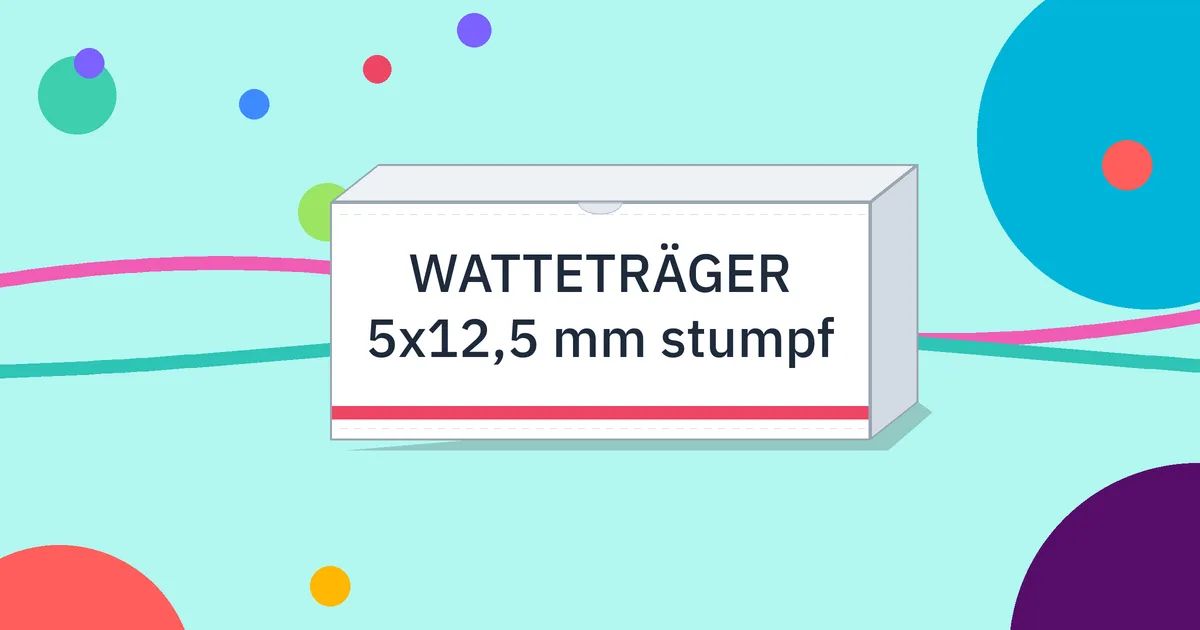 Symbolbild: Packung mit der Aufschrift WATTETRÄGER 5x12,5 mm stumpf (PZN 02446504) – Verfügbarkeit und Bezug in Apotheken in Frankfurt am Main