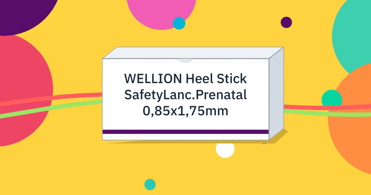 Symbolbild: Packung mit der Aufschrift WELLION Heel Stick SafetyLanc.Prenatal 0,85x1,75mm (PZN 17256034) – Verfügbarkeit und Bezug in Apotheken in Frankfurt am Main