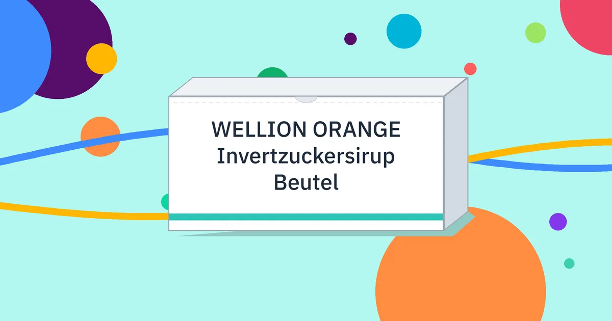 Symbolbild: Packung mit der Aufschrift WELLION ORANGE Invertzuckersirup Beutel (PZN 11257624) – Verfügbarkeit und Bezug in Apotheken in Frankfurt am Main