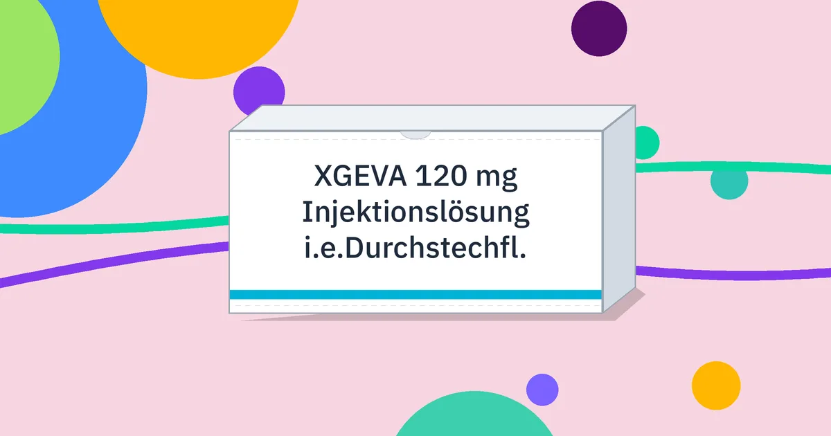 Symbolbild: Packung mit der Aufschrift XGEVA 120 mg Injektionslösung i.e.Durchstechfl. (PZN 13330265) – Verfügbarkeit und Bezug in Apotheken in Frankfurt am Main