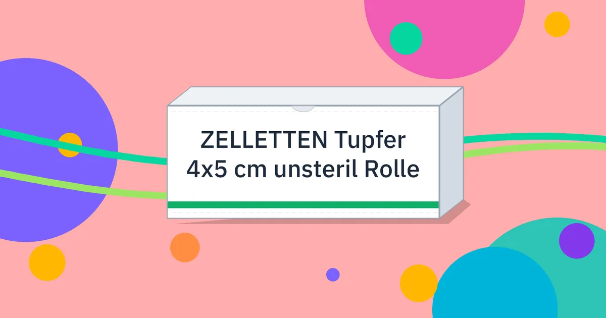 Symbolbild: Packung mit der Aufschrift ZELLETTEN Tupfer 4x5 cm unsteril Rolle (PZN 20277755) – Verfügbarkeit und Bezug in Apotheken in Frankfurt am Main