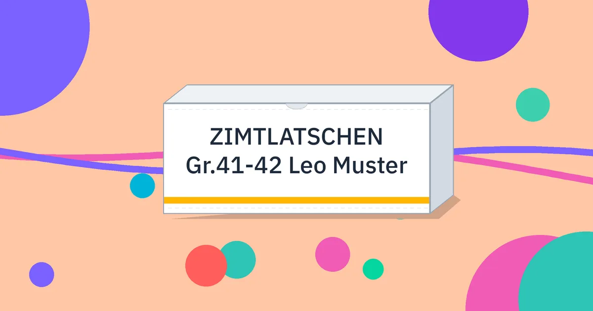 Symbolbild: Packung mit der Aufschrift ZIMTLATSCHEN Gr.41-42 Leo Muster (PZN 18391277) – Verfügbarkeit und Bezug in Apotheken in Frankfurt am Main