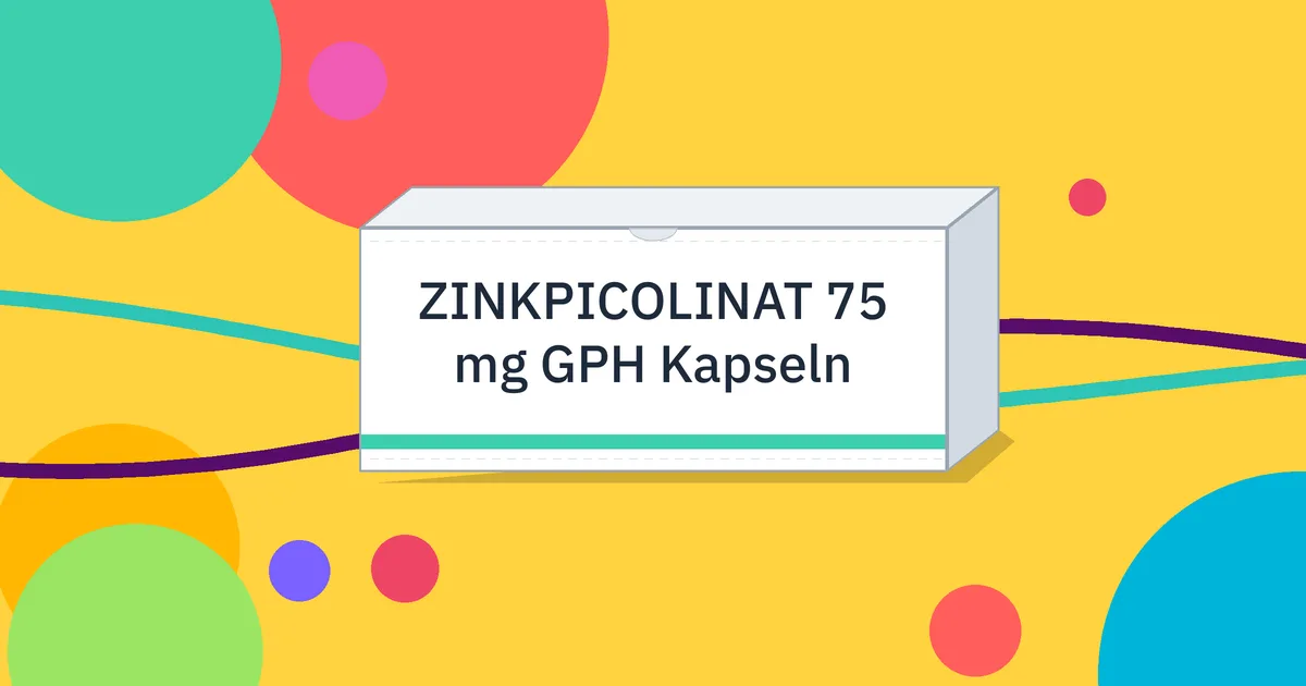Symbolbild: Packung mit der Aufschrift ZINKPICOLINAT 75 mg GPH Kapseln (PZN 20281260) – Verfügbarkeit und Bezug in Apotheken in Frankfurt am Main