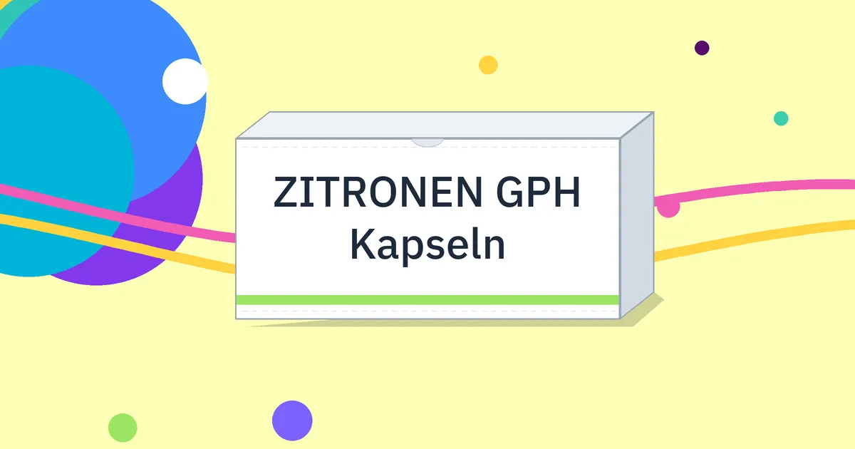 Symbolbild: Packung mit der Aufschrift ZITRONEN GPH Kapseln (PZN 05869257) – Verfügbarkeit und Bezug in Apotheken in Frankfurt am Main