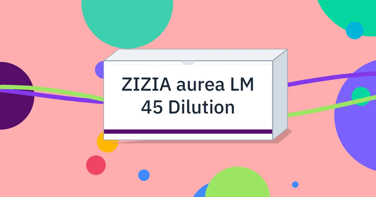 Symbolbild: Packung mit der Aufschrift ZIZIA aurea LM 45 Dilution (PZN 13304055) – Verfügbarkeit und Bezug in Apotheken in Frankfurt am Main