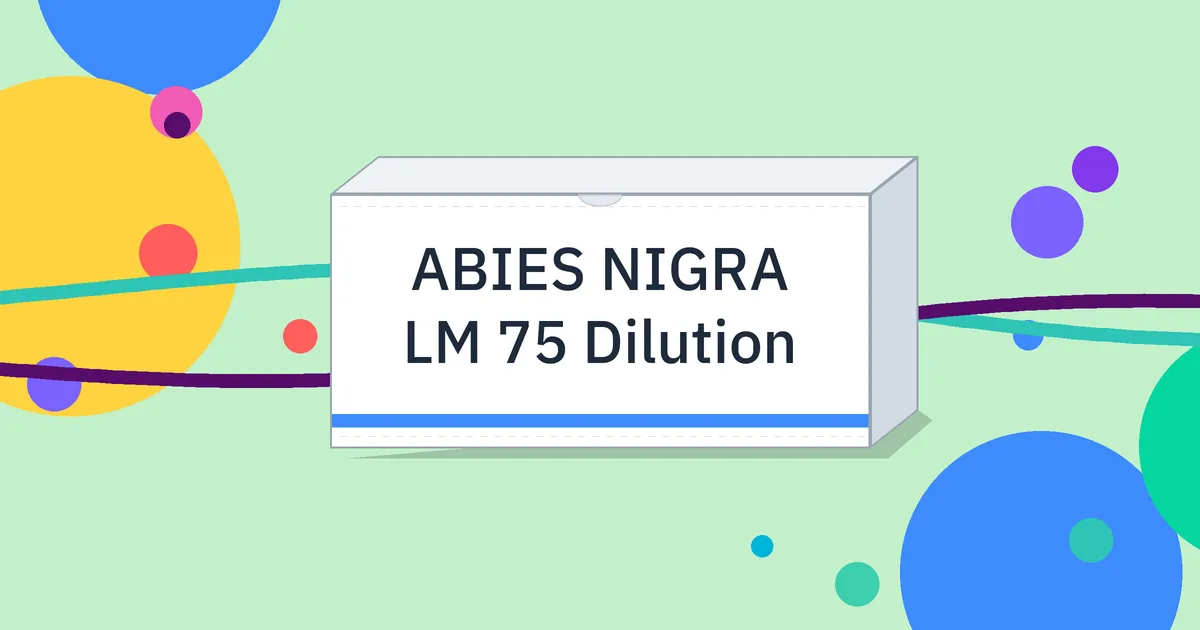 Symbolbild: Packung mit der Aufschrift ABIES NIGRA LM 75 Dilution (PZN 13260961) – Verfügbarkeit und Bezug in Apotheken in Frankfurt am Main