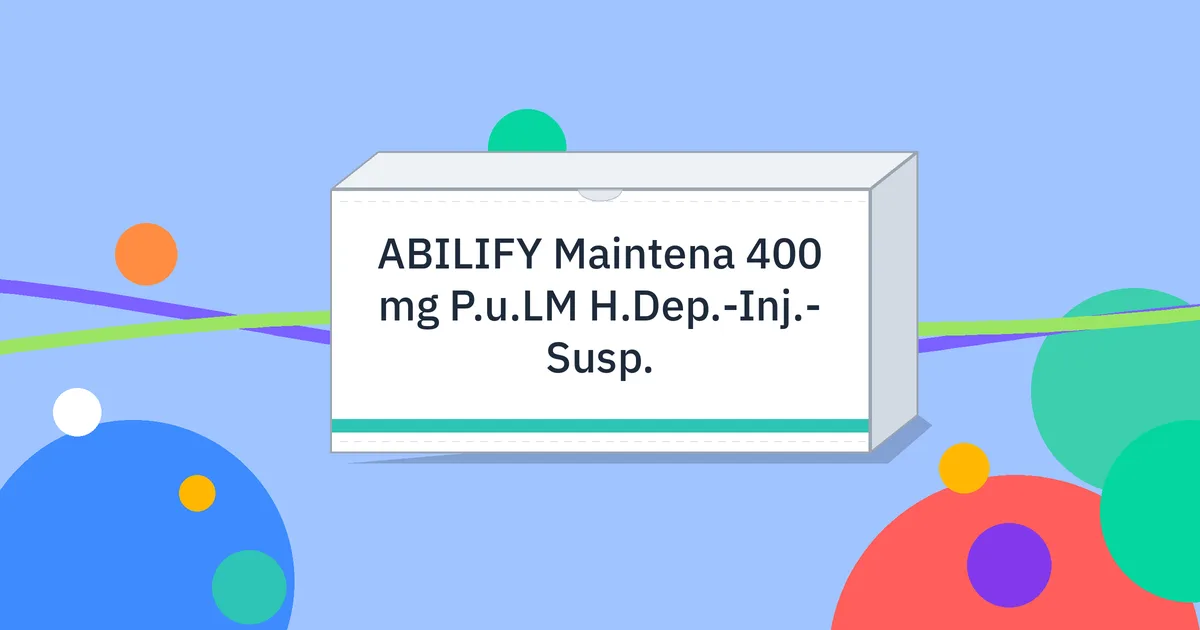 Symbolbild: Packung mit der Aufschrift ABILIFY Maintena 400 mg P.u.LM H.Dep.-Inj.-Susp. (PZN 10918590) – Verfügbarkeit und Bezug in Apotheken in Frankfurt am Main