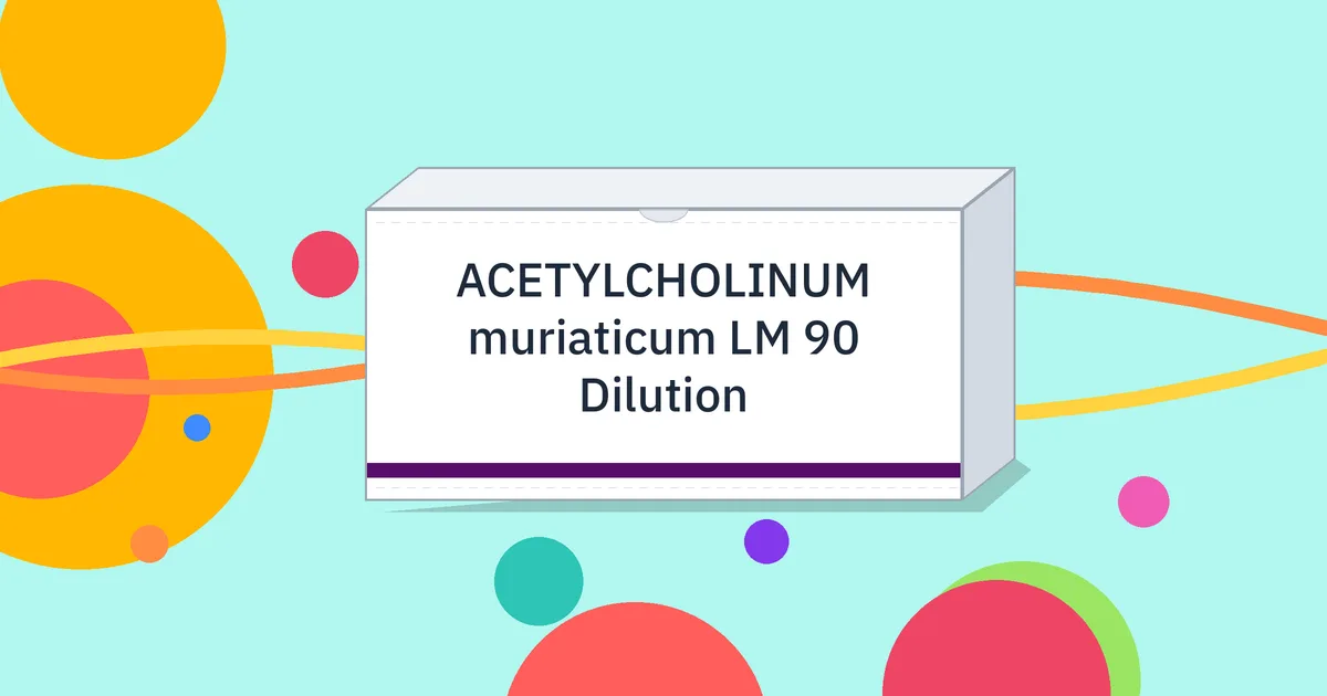 Symbolbild: Packung mit der Aufschrift ACETYLCHOLINUM muriaticum LM 90 Dilution (PZN 13266550) – Verfügbarkeit und Bezug in Apotheken in Frankfurt am Main